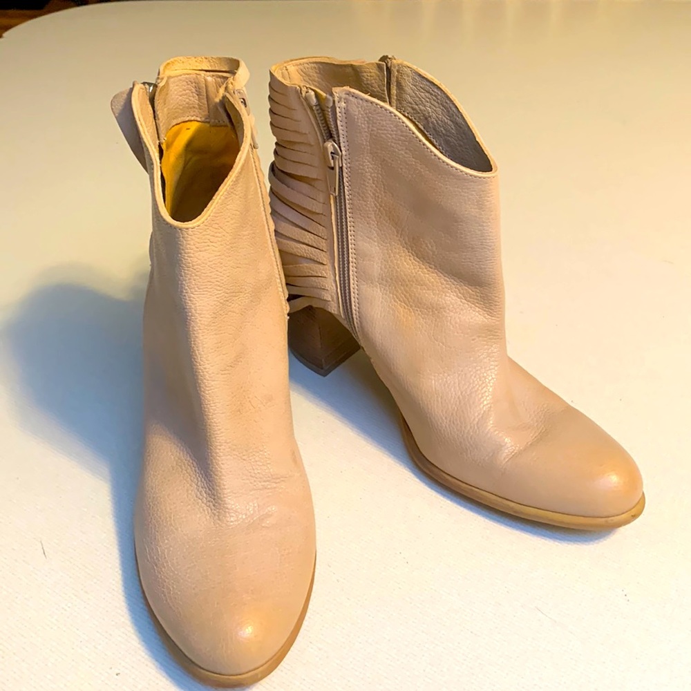 Sundance Italian Made Leather Block Head Heel Booties - Gem